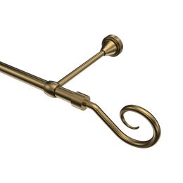 GARDINENSTANGE Primus Allegra 160 cm, 1-l&auml;ufig (ohne Ringe), 16 mm &Oslash; Messing Antik