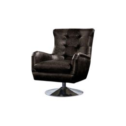 KAWOLA SESSEL RELEXA Schwarz Leder Drehbar (180&deg;)