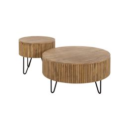 KAWOLA COUCHTISCH LORENA 2ER SET Braun Mango