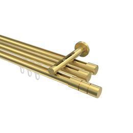 GARDINENSTANGE INNENLAUF Siteno Elanto 240 cm (geteilt in 2 x 120 cm), 3-l&auml;ufig, 20 mm &Oslash; Messing-Optik