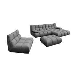KAWOLA SITZGRUPPE VIVIEN 3ER SET Steingrau Velvet (1er-Set)