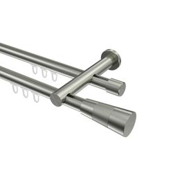 GARDINENSTANGE INNENLAUF Platon Tanara 140 cm, 2-l&auml;ufig, 20 mm &Oslash; Edelstahl-Optik