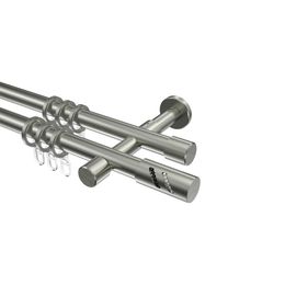 GARDINENSTANGE Prestige Zoena 520 cm (geteilt in 4 x 130 cm), 2-l&auml;ufig, 20 mm &Oslash; Edelstahl-Optik