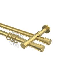 GARDINENSTANGE RUNDROHR-INNENLAUF Prestige Santo 400 cm (geteilt in 2 x 200 cm), 2-l&auml;ufig, 20 mm &Oslash; Messing-Optik