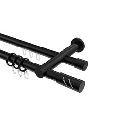 GARDINENSTANGE RUNDROHR-INNENLAUF Platon Zoena 100 cm, 2-l&auml;ufig, 20 mm &Oslash; Schwarz
