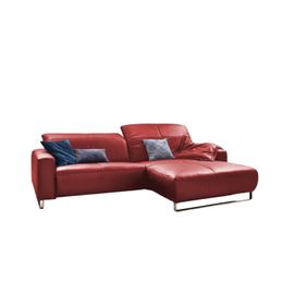KAWOLA ECKSOFA MIT SITZTIEFENVERSTELLUNG YORK Hochglanz Rot Leder Relaxfunktion