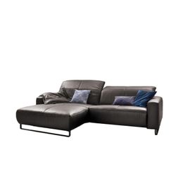 KAWOLA ECKSOFA MIT SITZTIEFENVERSTELLUNG YORK Anthrazit Leder Relaxfunktion