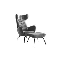 KAWOLA SESSEL MIT HOCKER LOTTE Silber Velvet