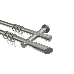 GARDINENSTANGE Platon Verano 140 cm, 2-l&auml;ufig, 20 mm &Oslash; Edelstahl-Optik