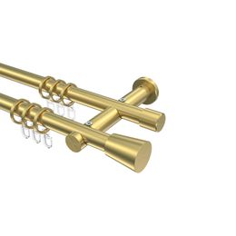 GARDINENSTANGE Platon Sitra 480 cm (geteilt in 3 x 160 cm), 2-l&auml;ufig, 20 mm &Oslash; Messing-Optik