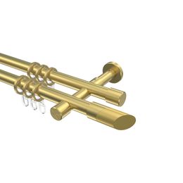 GARDINENSTANGE Prestige Verano 420 cm (geteilt in 3 x 140 cm), 2-l&auml;ufig, 20 mm &Oslash; Messing-Optik