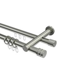 GARDINENSTANGE RUNDROHR-INNENLAUF Platon Estana 180 cm, 2-l&auml;ufig, 20 mm &Oslash; Edelstahl-Optik