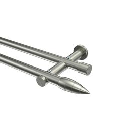 GARDINENSTANGE Platon Samanto 160 cm, 2-l&auml;ufig (ohne Ringe), 20 mm &Oslash; Edelstahl-Optik