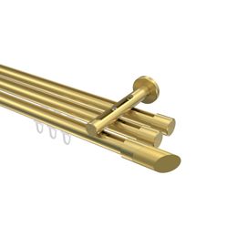 GARDINENSTANGE INNENLAUF Siteno Verano 280 cm (geteilt in 2 x 140 cm), 3-l&auml;ufig, 20 mm &Oslash; Messing-Optik
