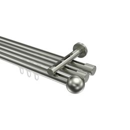GARDINENSTANGE INNENLAUF Siteno Luino 600 cm (geteilt in 3 x 200 cm), 3-l&auml;ufig, 20 mm &Oslash; Edelstahl-Optik