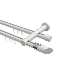 GARDINENSTANGE INNENLAUF Platon Verano 400 cm (geteilt in 2 x 200 cm), 2-l&auml;ufig, 20 mm &Oslash; Wei&szlig;