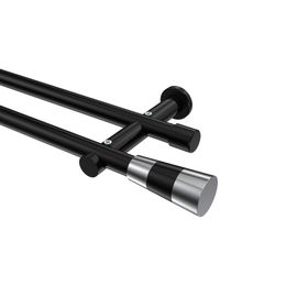 GARDINENSTANGE Platon Tanara 120 cm, 2-l&auml;ufig (ohne Ringe), 20 mm &Oslash; Schwarz