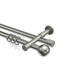 GARDINENSTANGE RUNDROHR-INNENLAUF Prestige Luino 140 cm, 2-l&auml;ufig, 20 mm &Oslash; Edelstahl-Optik