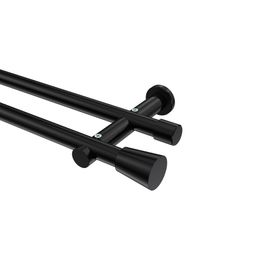 GARDINENSTANGE Platon Sitra 120 cm, 2-l&auml;ufig (ohne Ringe), 20 mm &Oslash; Schwarz