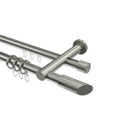 GARDINENSTANGE RUNDROHR-INNENLAUF Platon Verano 520 cm (geteilt in 4 x 130 cm), 2-l&auml;ufig, 20 mm &Oslash; Edelstahl-Optik