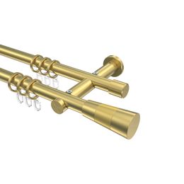 GARDINENSTANGE Platon Tanara 240 cm (geteilt in 2 x 120 cm), 2-l&auml;ufig, 20 mm &Oslash; Messing-Optik