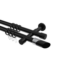 GARDINENSTANGE Prestige Verano 280 cm (geteilt in 2 x 140 cm), 2-l&auml;ufig, 20 mm &Oslash; Schwarz