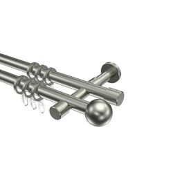 GARDINENSTANGE Prestige Luino 320 cm (geteilt in 2 x 160 cm), 2-l&auml;ufig, 20 mm &Oslash; Edelstahl-Optik