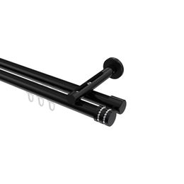 GARDINENSTANGE INNENLAUF Siteno Estana 600 cm (geteilt in 3 x 200 cm), 2-l&auml;ufig, 20 mm &Oslash; Schwarz