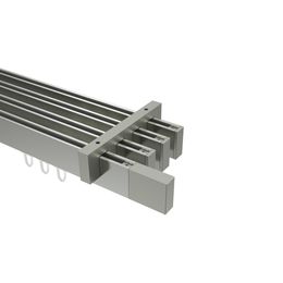 GARDINENSTANGE INNENLAUF Smartline Lox 180 cm, 4-l&auml;ufig, 14x35 mm Edelstahl-Optik