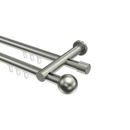 GARDINENSTANGE INNENLAUF Platon Luino 140 cm, 2-l&auml;ufig, 20 mm &Oslash; Edelstahl-Optik