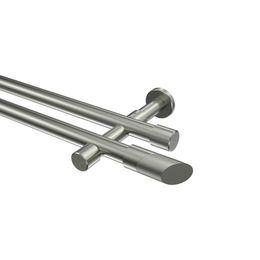 GARDINENSTANGE Prestige Verano 200 cm, 2-l&auml;ufig (ohne Ringe), 20 mm &Oslash; Edelstahl-Optik