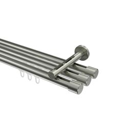 GARDINENSTANGE INNENLAUF Siteno Santo 400 cm (geteilt in 2 x 200 cm), 3-l&auml;ufig, 20 mm &Oslash; Edelstahl-Optik