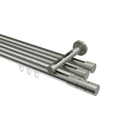 GARDINENSTANGE INNENLAUF Siteno Elanto 520 cm (geteilt in 4 x 130 cm), 3-l&auml;ufig, 20 mm &Oslash; Edelstahl-Optik