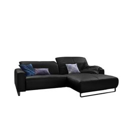 KAWOLA ECKSOFA MIT SITZTIEFENVERSTELLUNG YORK Schwarz Leder Relaxfunktion