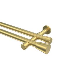 GARDINENSTANGE Prestige Sitra 420 cm (geteilt in 3 x 140 cm), 2-l&auml;ufig (ohne Ringe), 20 mm &Oslash; Messing-Optik