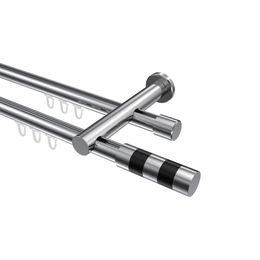 GARDINENSTANGE INNENLAUF Platon Mavell 400 cm (geteilt in 2 x 200 cm), 2-l&auml;ufig, 20 mm &Oslash; Chrom