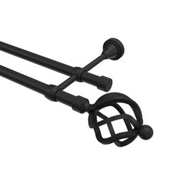 GARDINENSTANGE Primus Paolo 120 cm, 2-l&auml;ufig (ohne Ringe), 16 mm &Oslash; Schwarz