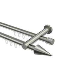 GARDINENSTANGE INNENLAUF Platon Savio 240 cm (geteilt in 2 x 120 cm), 2-l&auml;ufig, 20 mm &Oslash; Edelstahl-Optik