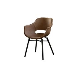 KAWOLA STUHL ZAJA Braun Leder (1er-Set)