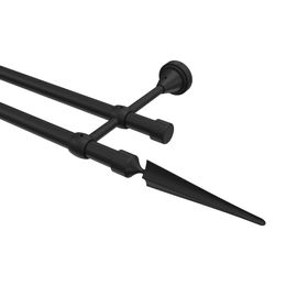 GARDINENSTANGE Primus Lorenzo 120 cm, 2-l&auml;ufig (ohne Ringe), 16 mm &Oslash; Schwarz