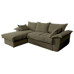 KAWOLA ECKSOFA DAMETO Gr&uuml;n Cord Mit Schlaffunktion