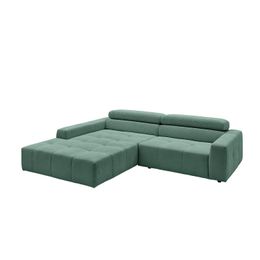KAWOLA ECKSOFA MIT MOTORISCHEM SITZVORZUG RENO Smaragdgr&uuml;n Cord Relaxfunktion