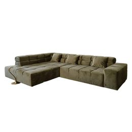 KAWOLA ECKSOFA MIT MOTORISCHEM SITZVORZUG NEVADA Hellgr&uuml;n Velvet Relaxfunktion