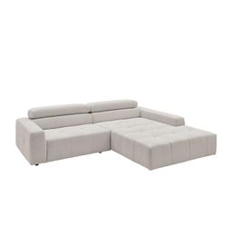 KAWOLA ECKSOFA MIT MOTORISCHEM SITZVORZUG RENO Silber Cord Relaxfunktion