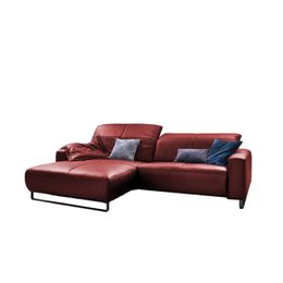 KAWOLA ECKSOFA MIT SITZTIEFENVERSTELLUNG YORK Rot Leder Relaxfunktion