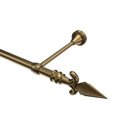 GARDINENSTANGE Primus Matteo 540 cm (geteilt in 3 x 180 cm), 1-l&auml;ufig (ohne Ringe), 16 mm &Oslash; Messing Antik