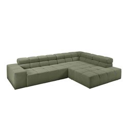 KAWOLA ECKSOFA MIT MOTORISCHEM SITZVORZUG NEVADA Dunkelgr&uuml;n Cord Relaxfunktion
