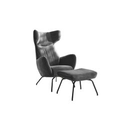 KAWOLA SESSEL MIT HOCKER LOTTE Grau Velvet