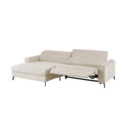 KAWOLA ECKSOFA LAISKA Cremewei&szlig; Cord Relaxfunktion