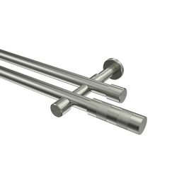 GARDINENSTANGE Prestige Mavell 100 cm, 2-l&auml;ufig (ohne Ringe), 20 mm &Oslash; Edelstahl-Optik